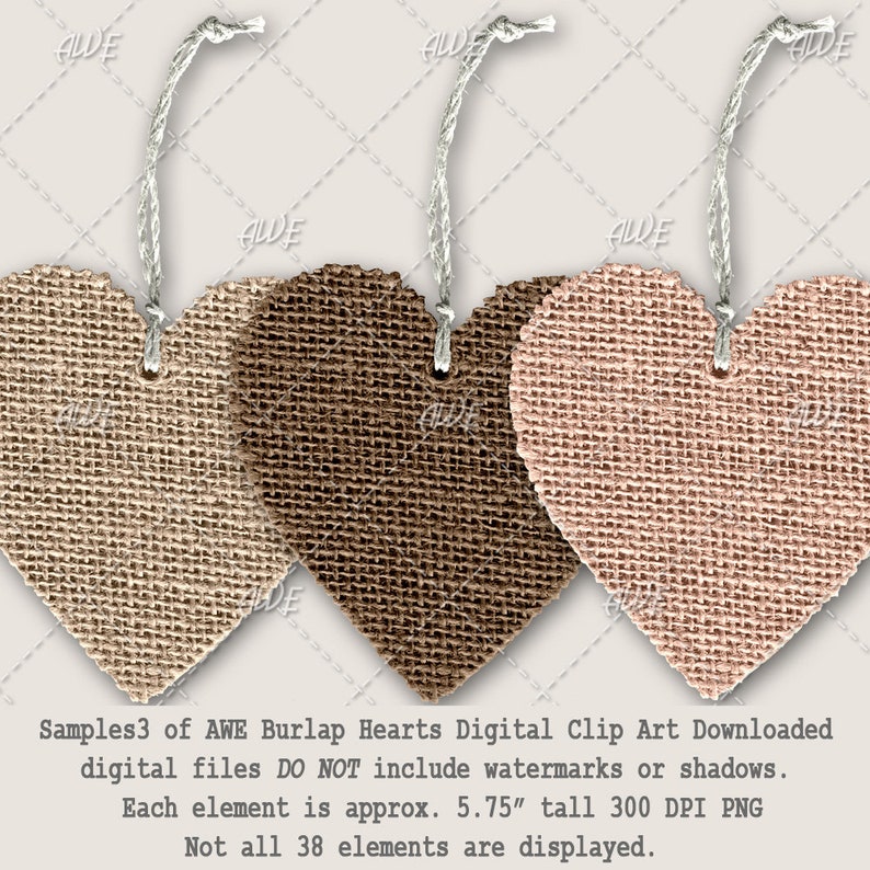 Burlap Hearts Digital Clip Art by AwesomeScrapper High | Etsy