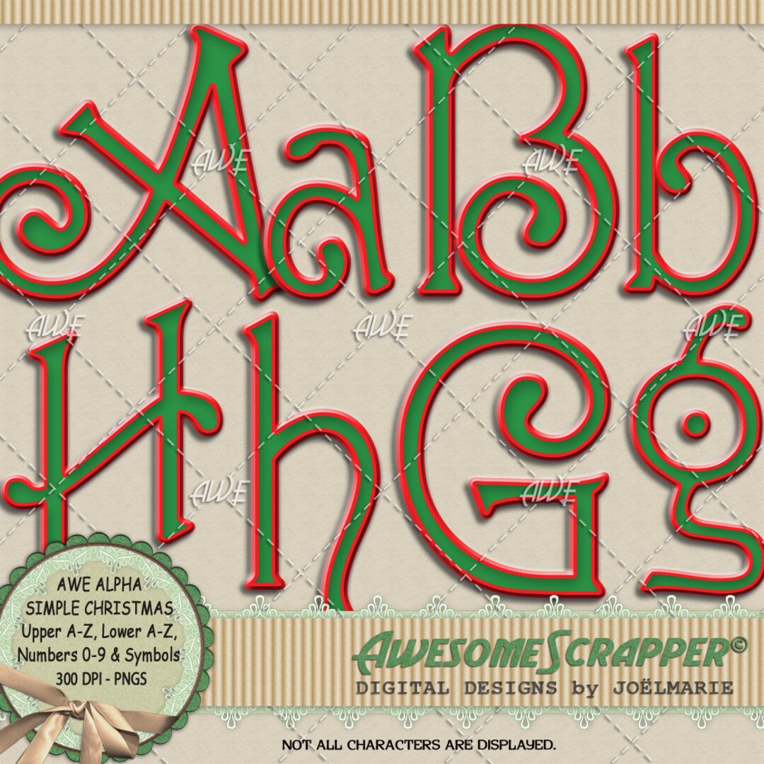 Simple Christmas Digital Alphabet, by Awesomescrapper - Upper Case ...