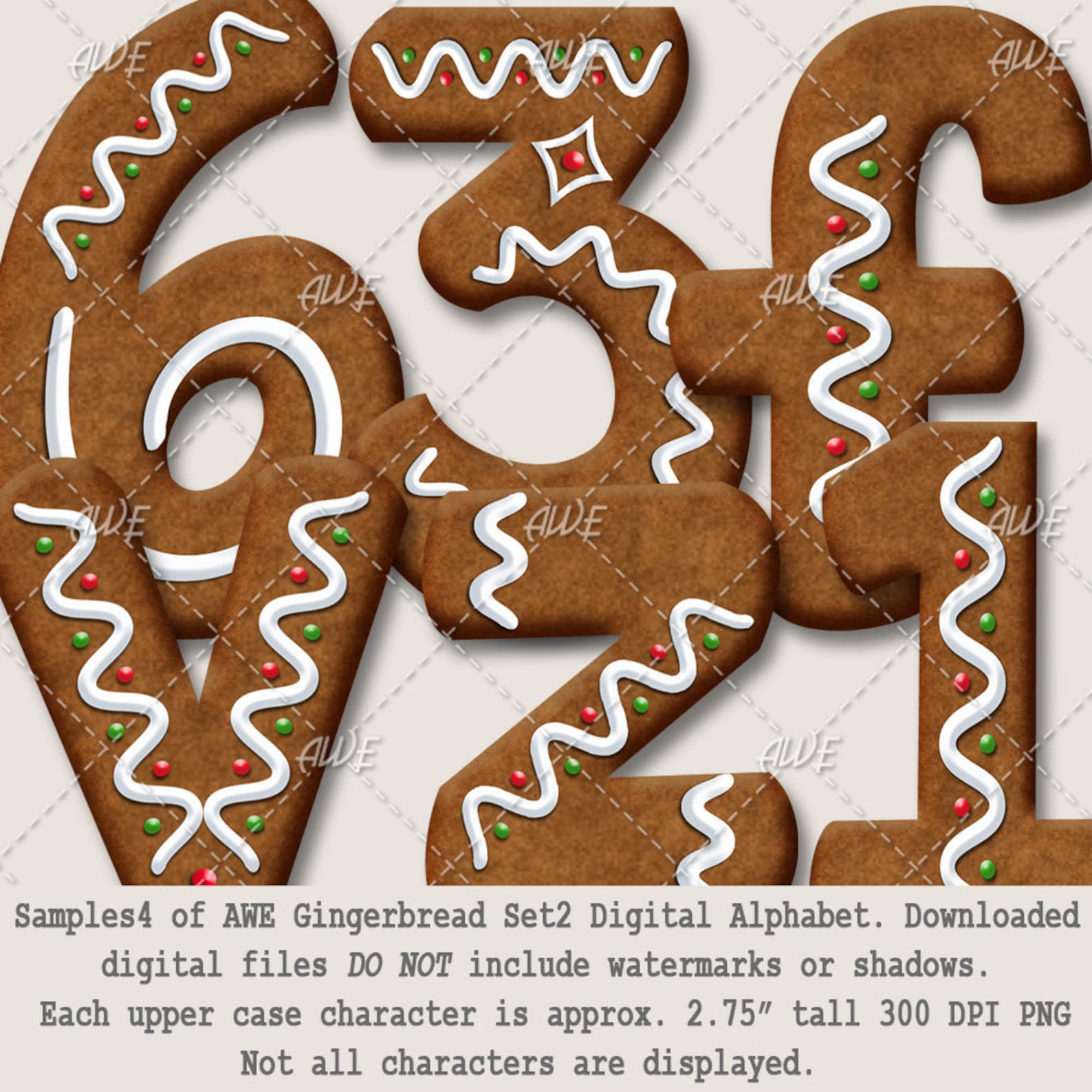 Gingerbread Digital Alphabet Set 2 by Awesomescrapper - Etsy