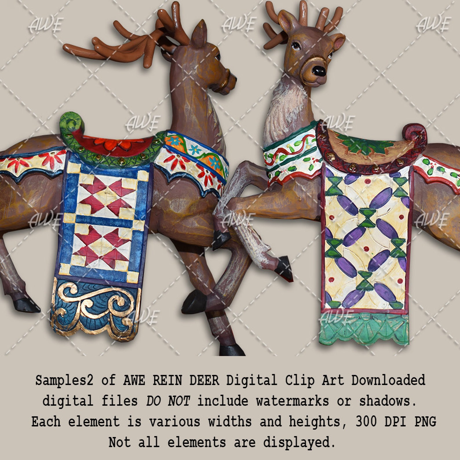 Reindeer Digital Clip Art by Awesomescrapper High Quality | Etsy