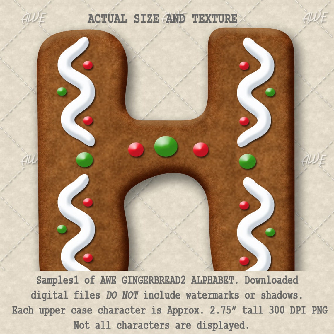 Gingerbread Digital Alphabet Set 2, by Awesomescrapper - Uppers, Lowers ...