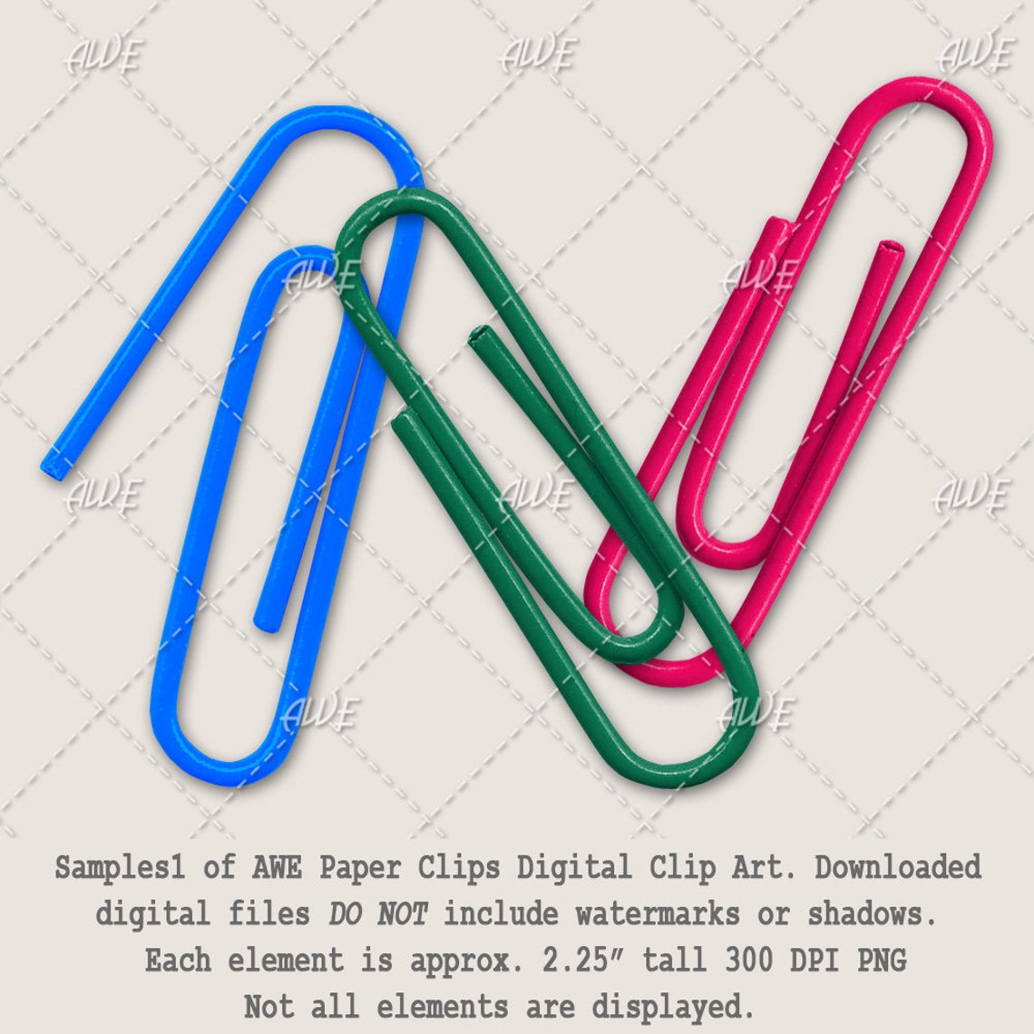 Paper Clips Digital Clip Art by Awesomescrapper - High Quality, 300 DPI ...