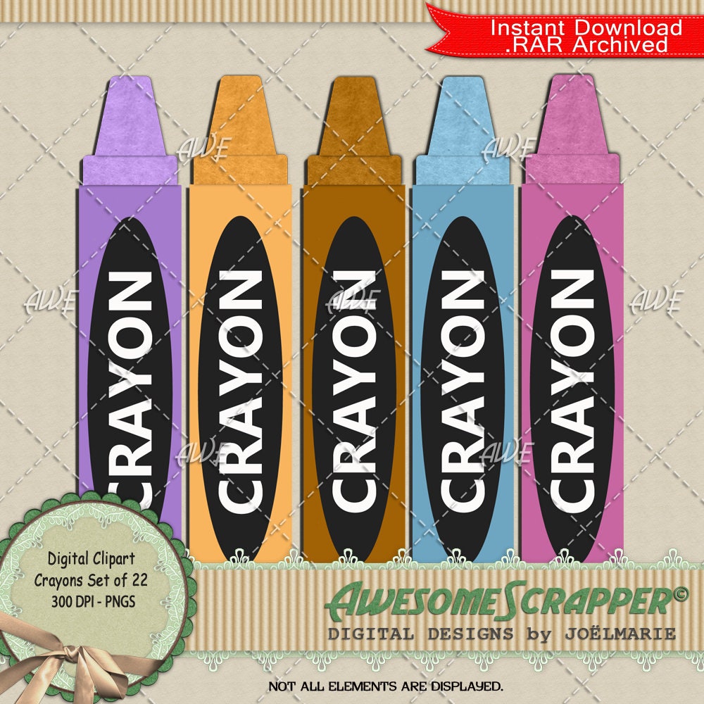 Crayons Digital Clip Art by AwesomeScrapper High Quality | Etsy