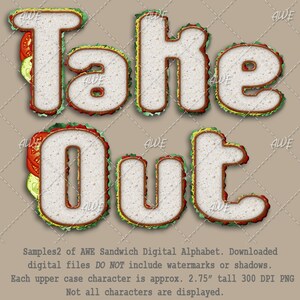 Sandwich Digital Alphabet by Awesomescrapper High Quality, 300 DPI Pngs ...