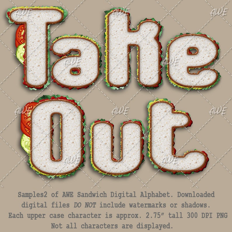 Sandwich Digital Alphabet by Awesomescrapper High Quality | Etsy