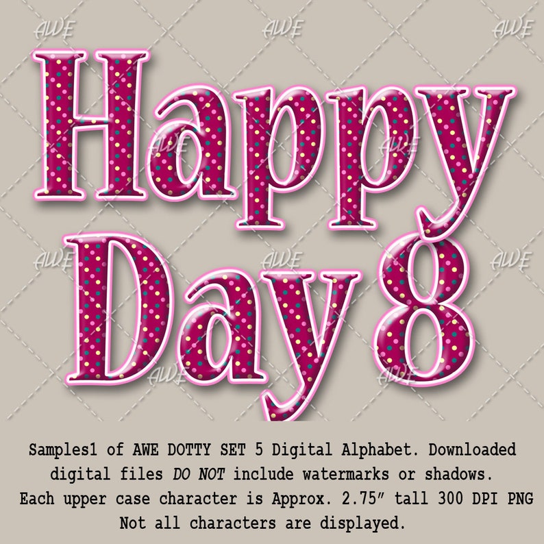 Dotty Set 5 Digital Alphabet by Awesomescrapper - High Quality, 300 DPI ...