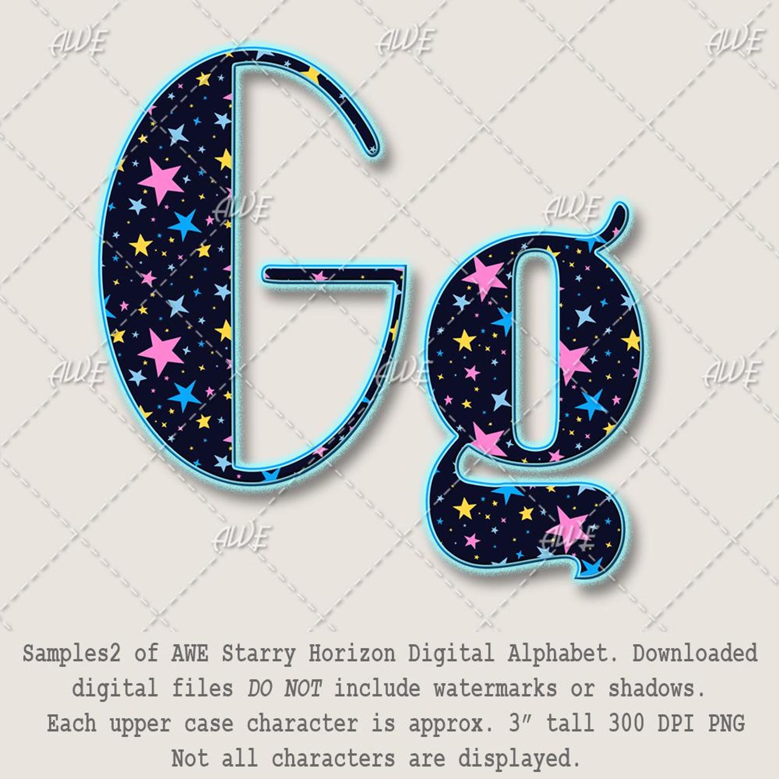Starry Horizon Digital Alphabet by Awesomescrapper, High Quality 300 ...