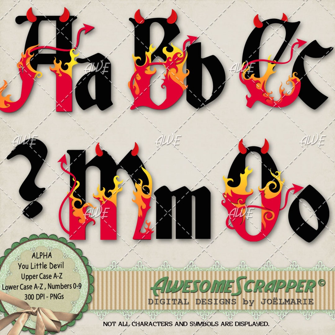 You Little Devil Digital Alphabet by Awesomescrapper, High Quality 300 ...