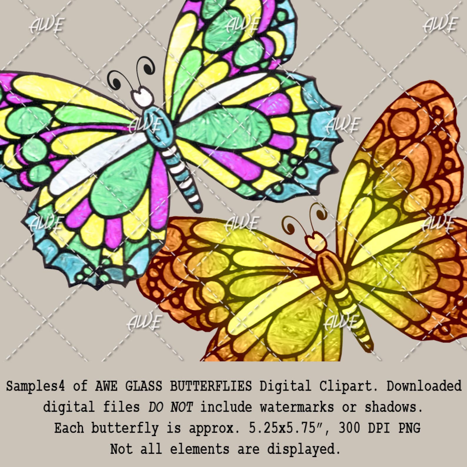 Glass Butterflies Digital Clipart by Awesomescrapper - High Quality ...