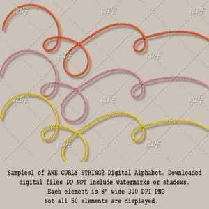 Curly String Set 2 Digital Clip Art by Awesomescrapper - Set of 50 ...