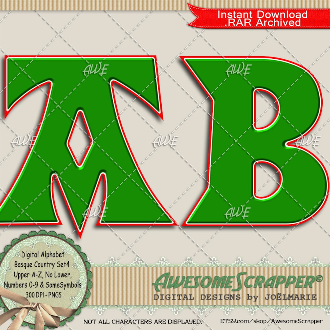 Basque Country Set4 Digital Alphabet by Awesomescrapper - High Quality ...