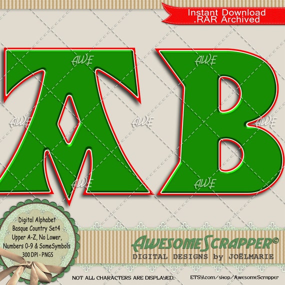 Basque Country Set4 Digital Alphabet by Awesomescrapper High | Etsy