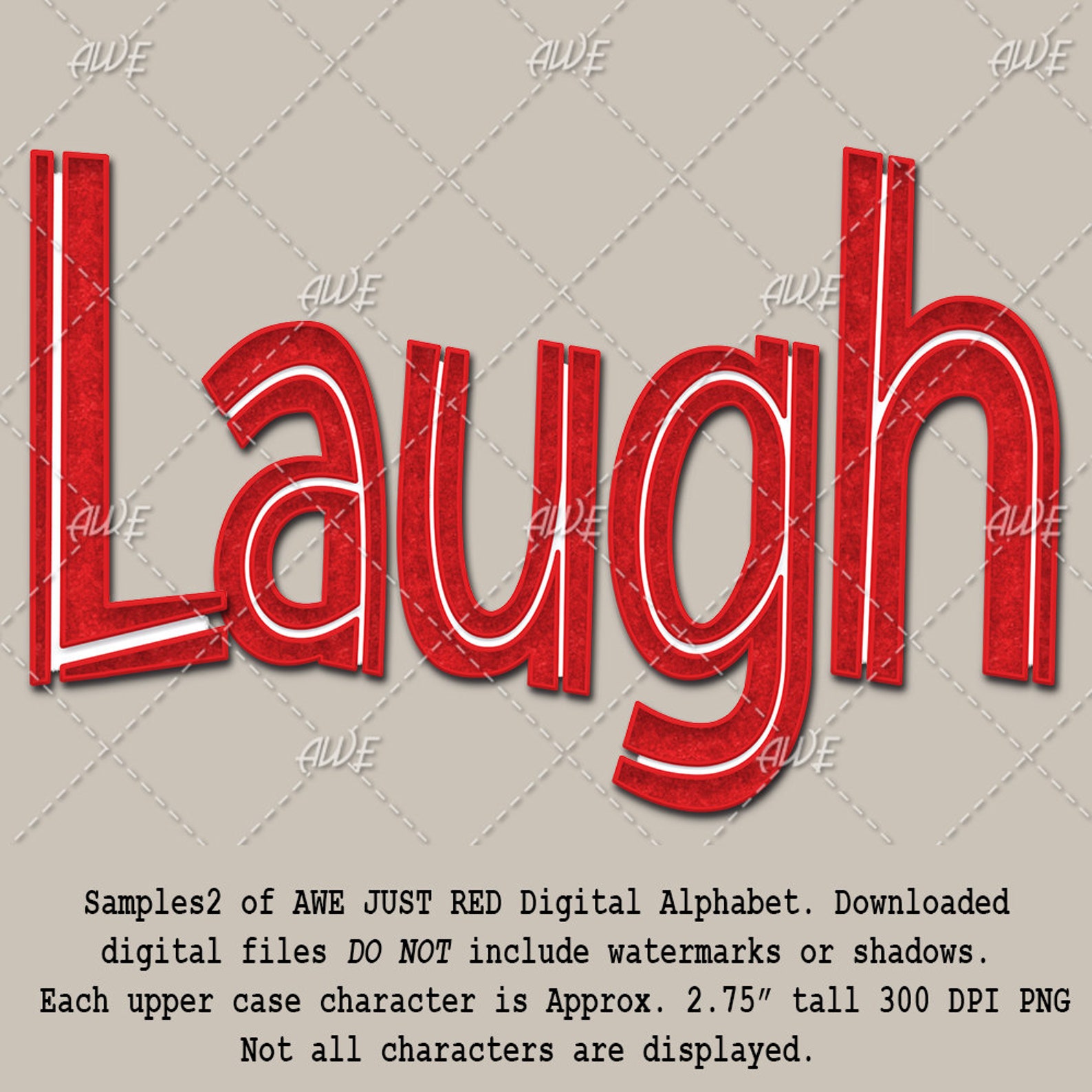 Just Red Digital Alphabet by Awesomescrapper - High Quality, 300 DPI ...