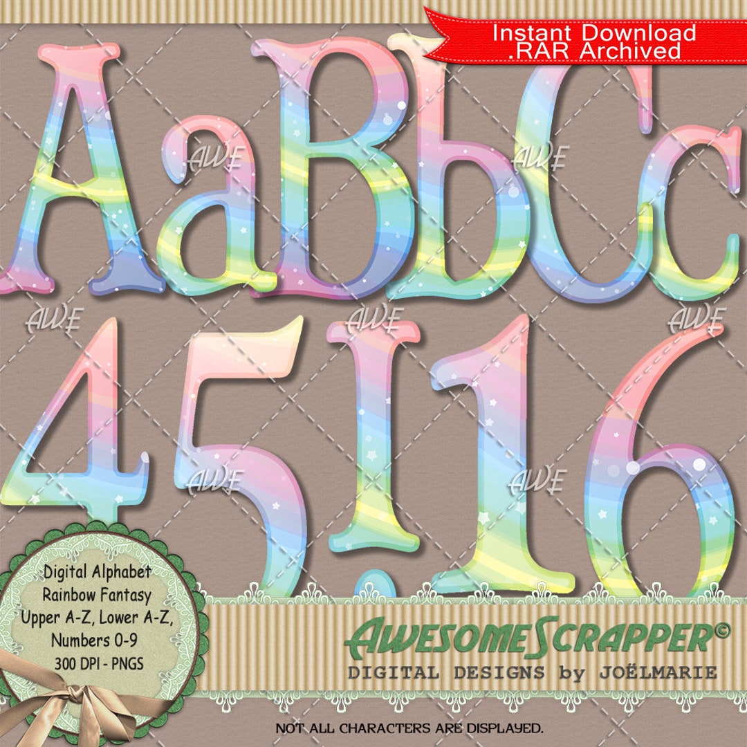 Rainbow Fantasy Digital Alphabet by Awesomescrapper - High Quality, 300 ...