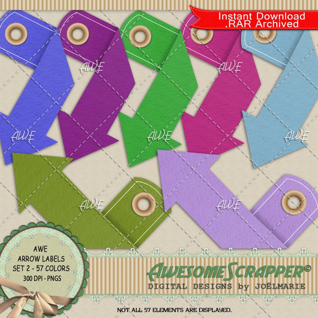 Arrow Labels Set 2 - Digital Clip Art by Awesomescrapper, Collection of ...