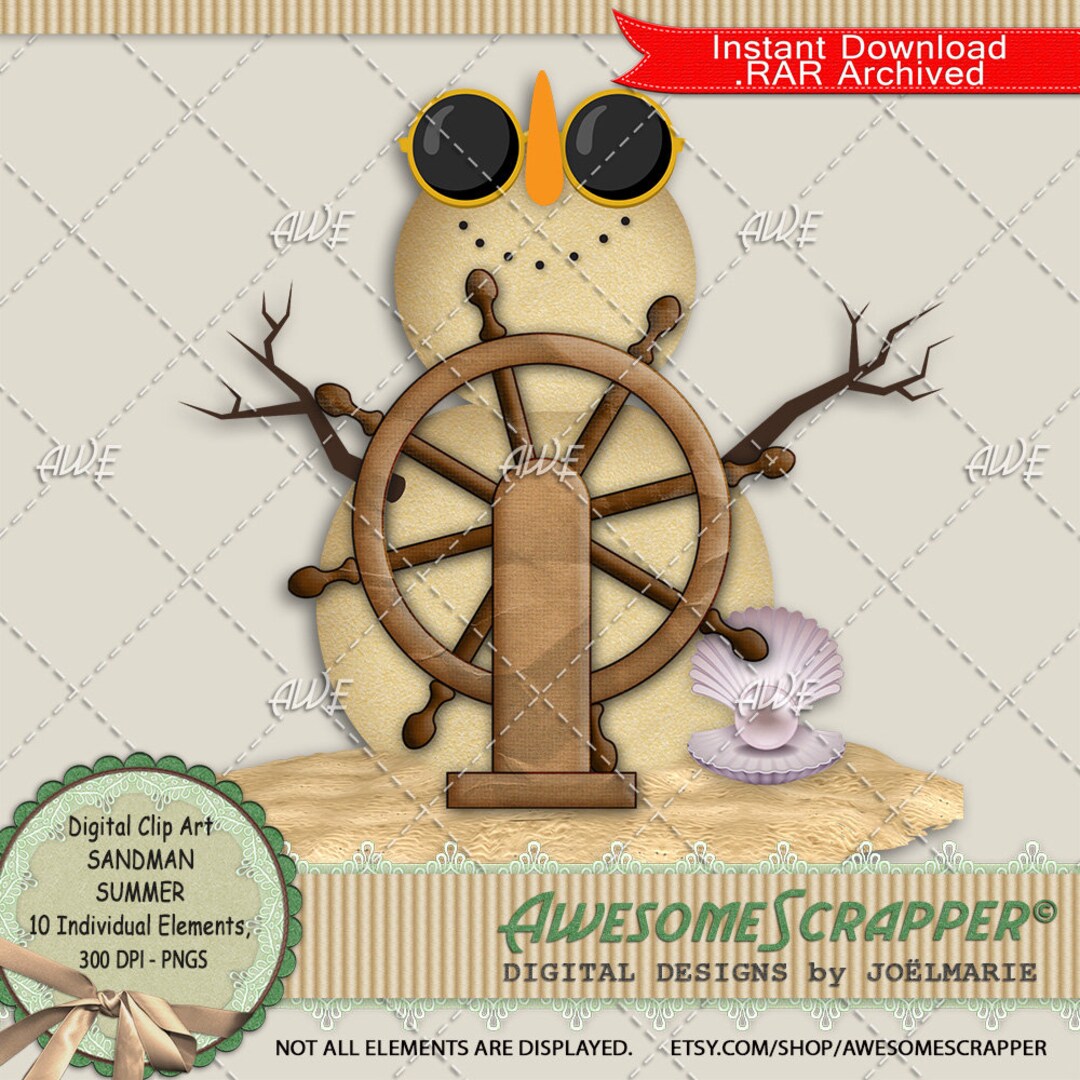 Sandman Summer Digital Clip Art by Awesomescrapper - High Quality, 300 ...