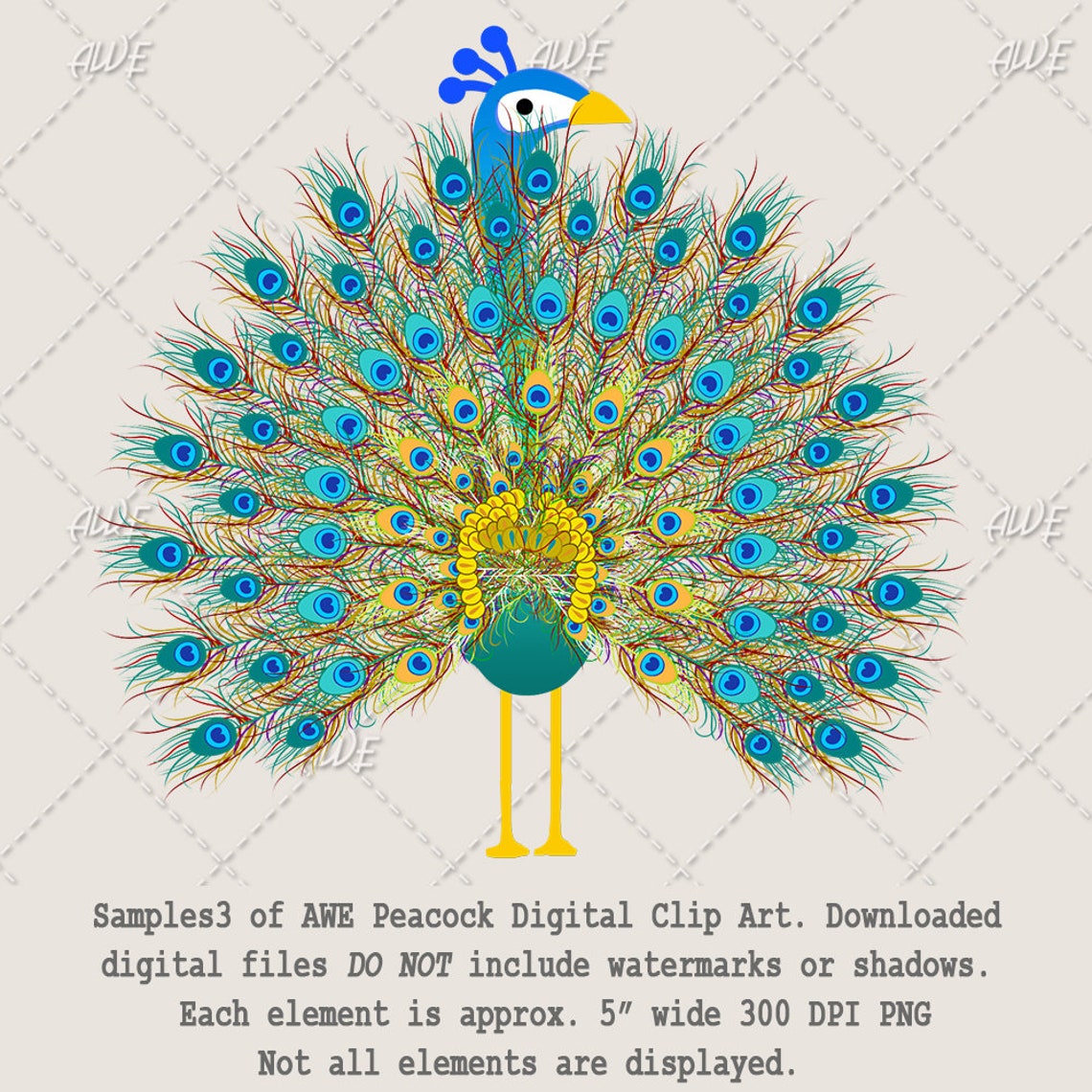 Peacock Digital Clip Art by Awesomescrapper High Quality - Etsy