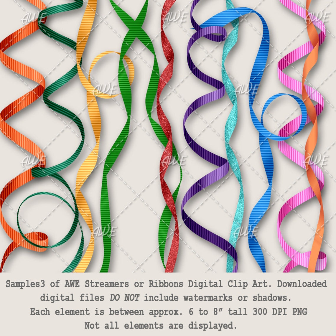 Party Streamers Ribbons Digital Clip Art by Awesomescrapper | Etsy