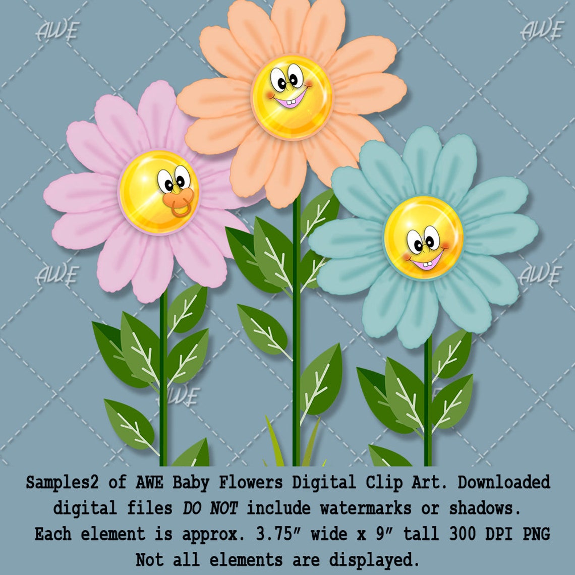 Baby Flowers Digital Clip Art by Awesomescrapper High - Etsy