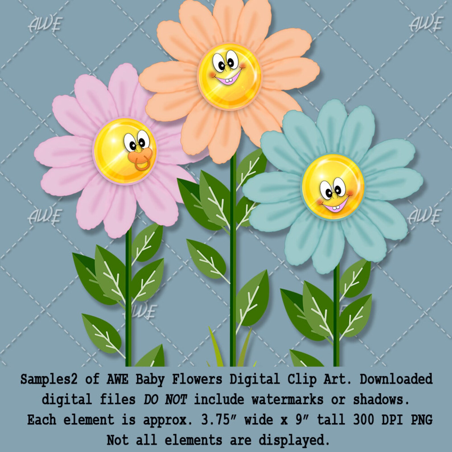 Baby Flowers Digital Clip Art by Awesomescrapper High - Etsy