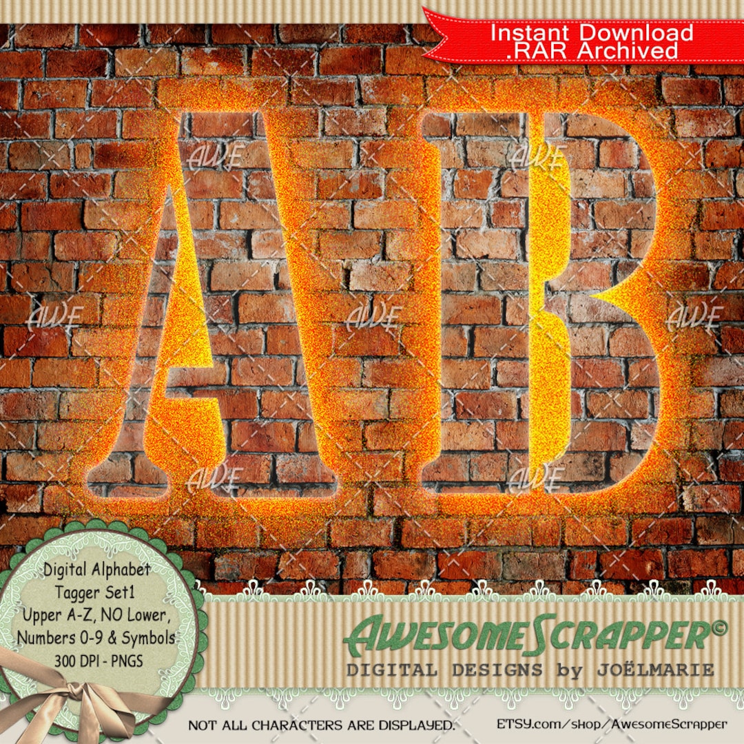 Tagger Set1 Digital Alphabet by Awesomescrapper, High Quality 300 DPI ...