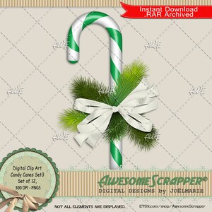 Candy Canes Set 3 Digital Clip Art by Awesomescrapper - High Quality ...