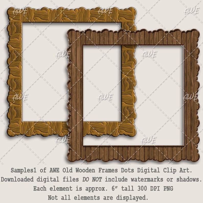 Old Wooden Frames Set2 Digital Clip Art by Awesomescrapper - Etsy