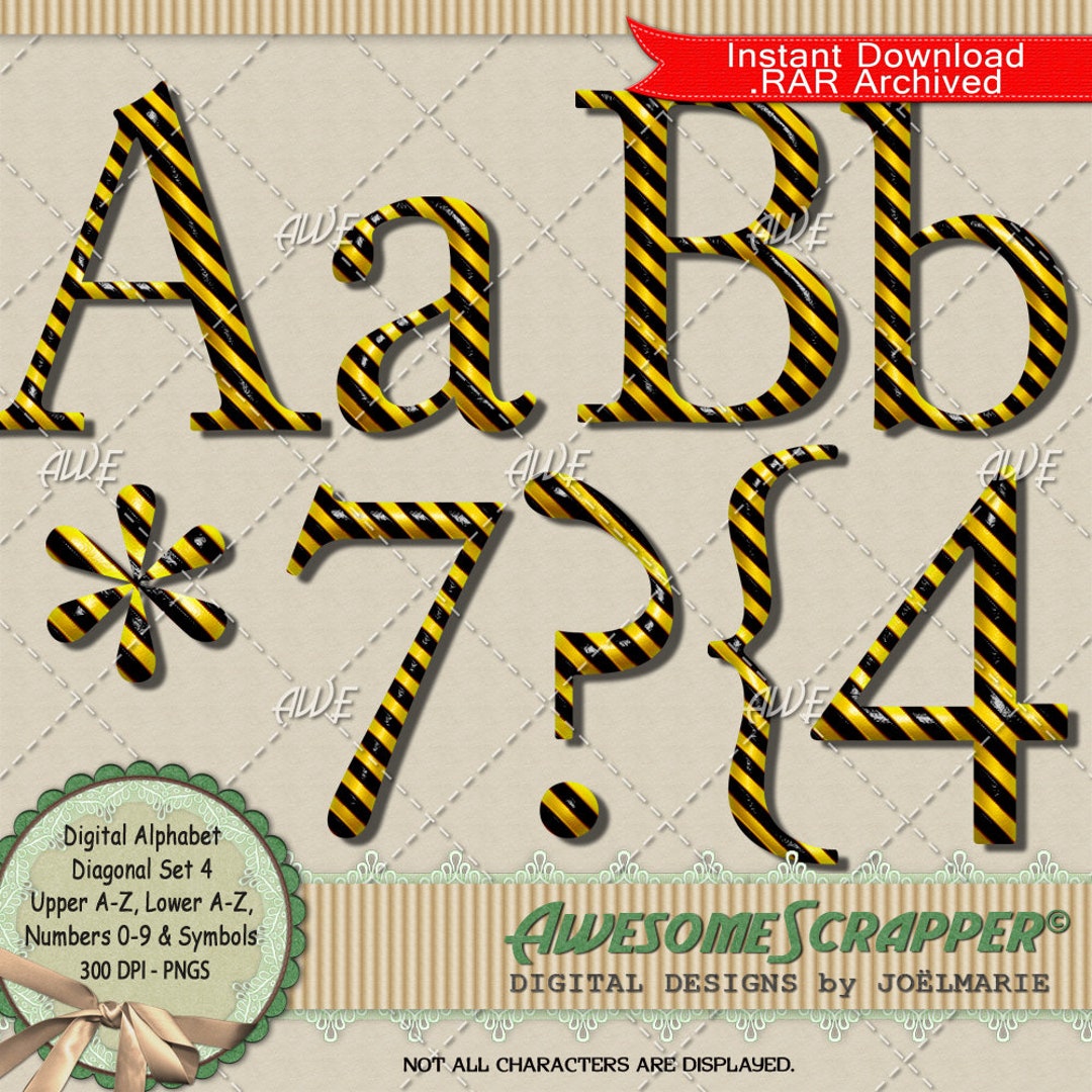 Diagonal Lines Set 4 Digital Alphabet by Awesomescrapper - High Quality ...