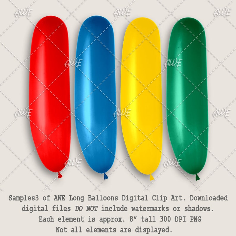 Long Balloons Clip Art by Awesomescrapper - High Quality, 300 DPI Pngs ...