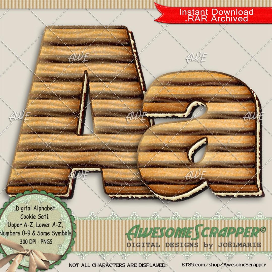 Cookie Set1, Digital Alphabet, by Awesomscrapper, High Quality, 300 DPI ...
