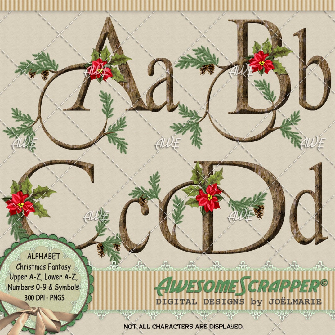 Christmas Fantasy Digital Alphabet, by Awesomescrapper - Uppers, Lowers ...