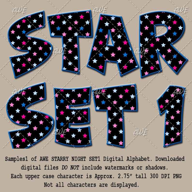 Starry Night Set 1 Digital Alphabet by Awesomescrapper - High Quality ...