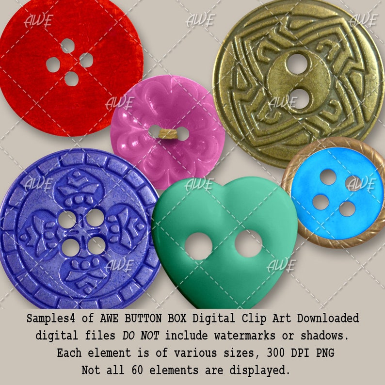 Button Box Digital Clipart by Awesomescrapper High Quality - Etsy