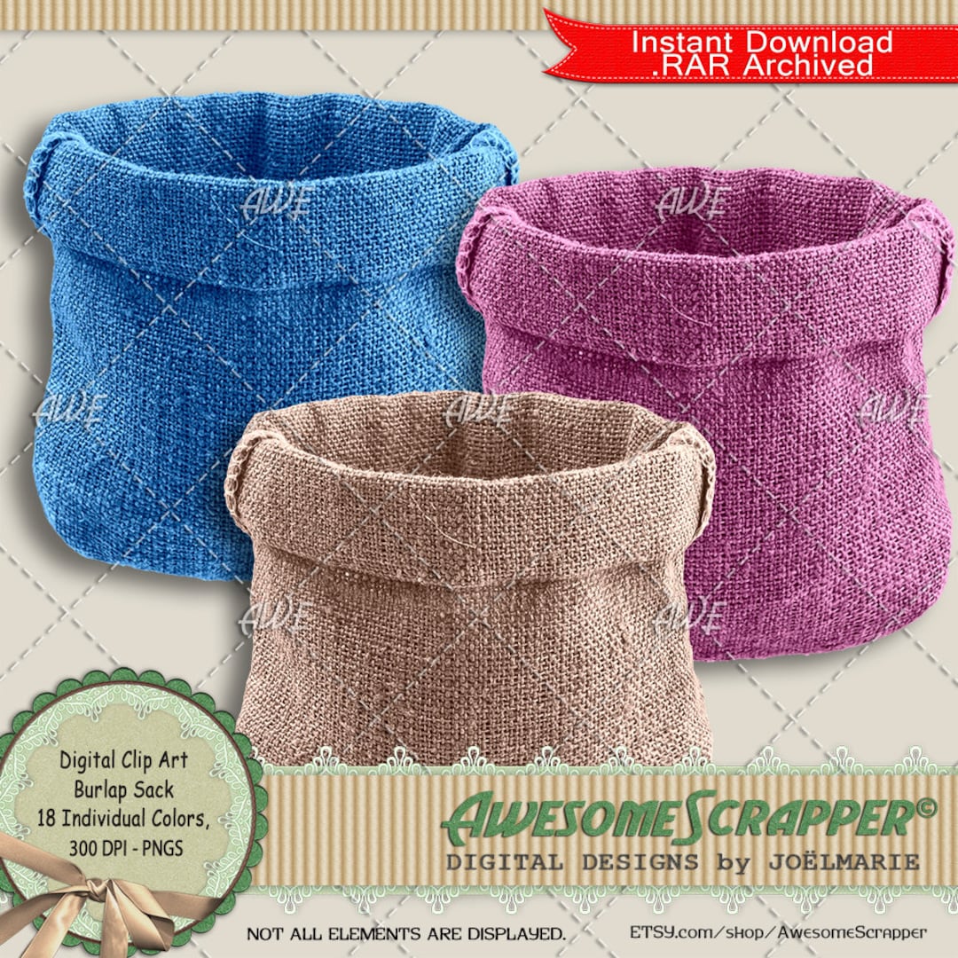 Burlap Sacks Digital Clip Art by Awesomescrapper - High Quality, 300 ...