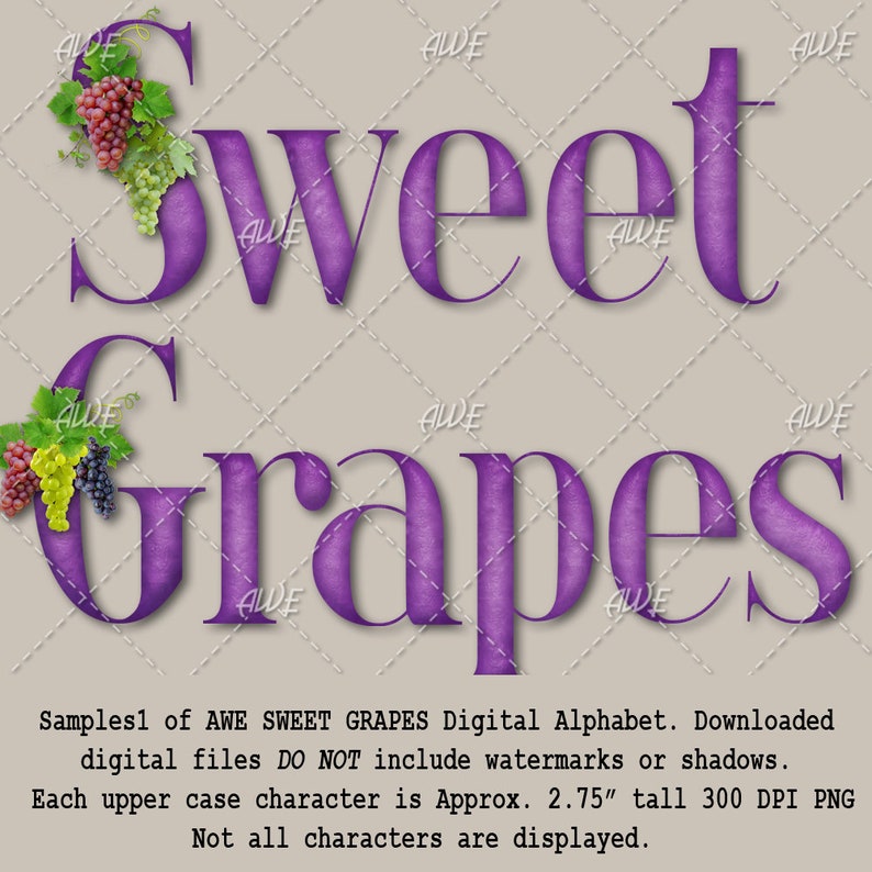 Sweet Grapes Digital Alphabet by Awesomescrapper - High Quality, 300 ...