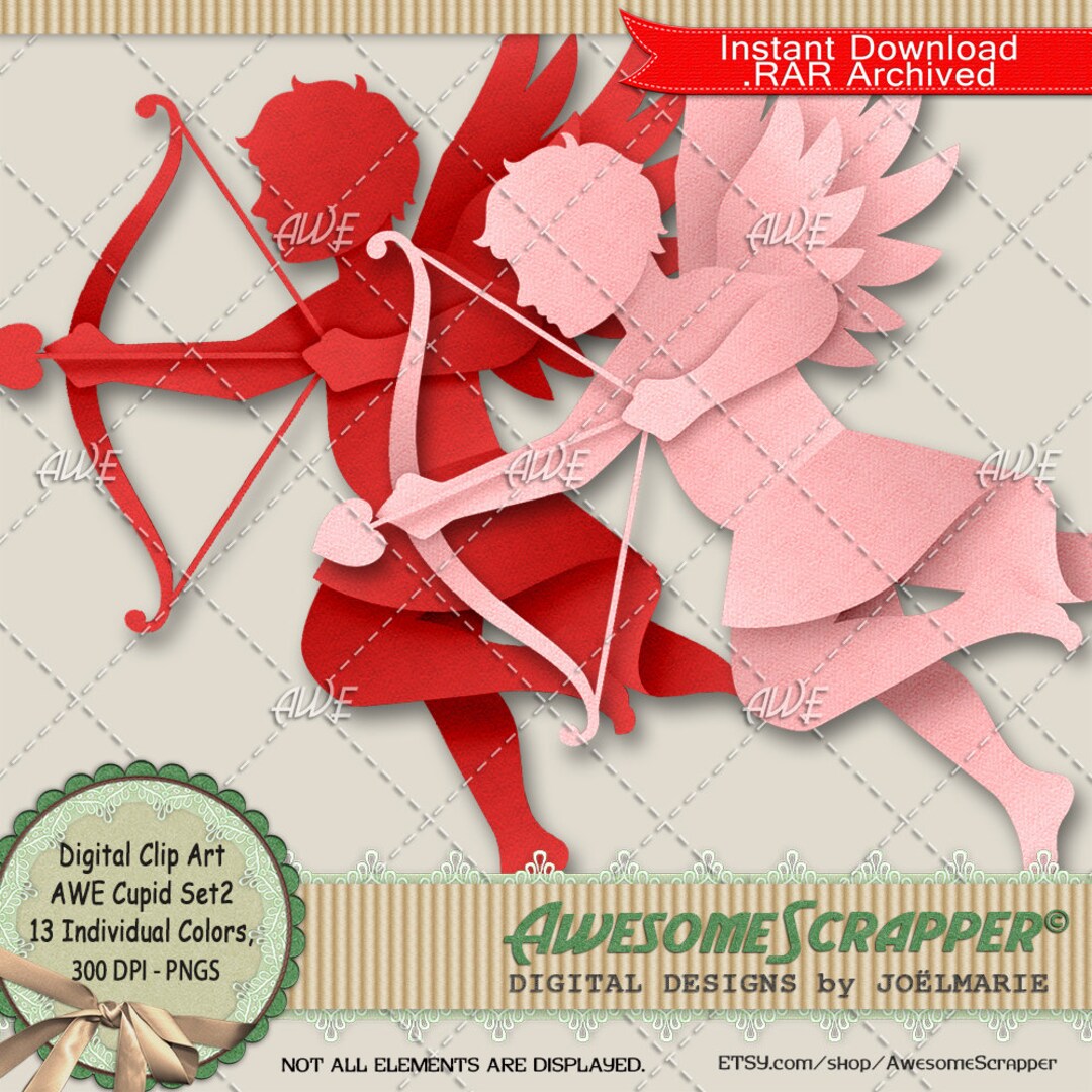 Cupid Set2 Digital Clip Art by Awesomescrapper - High Quality, 300 DPI ...