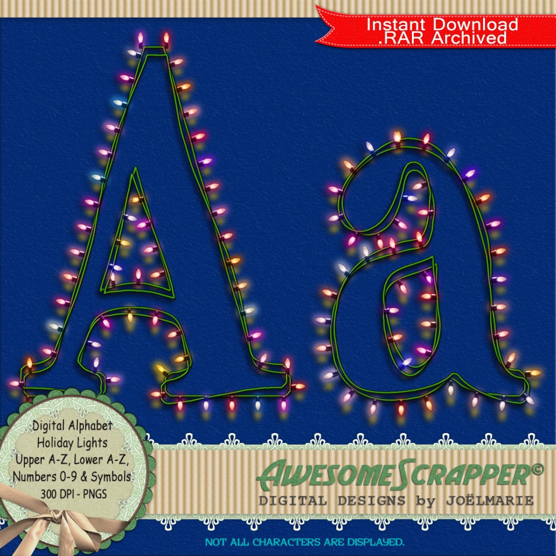 Holiday Lights Digital Alphabet by Awesomescrapper - High Quality, 300 ...
