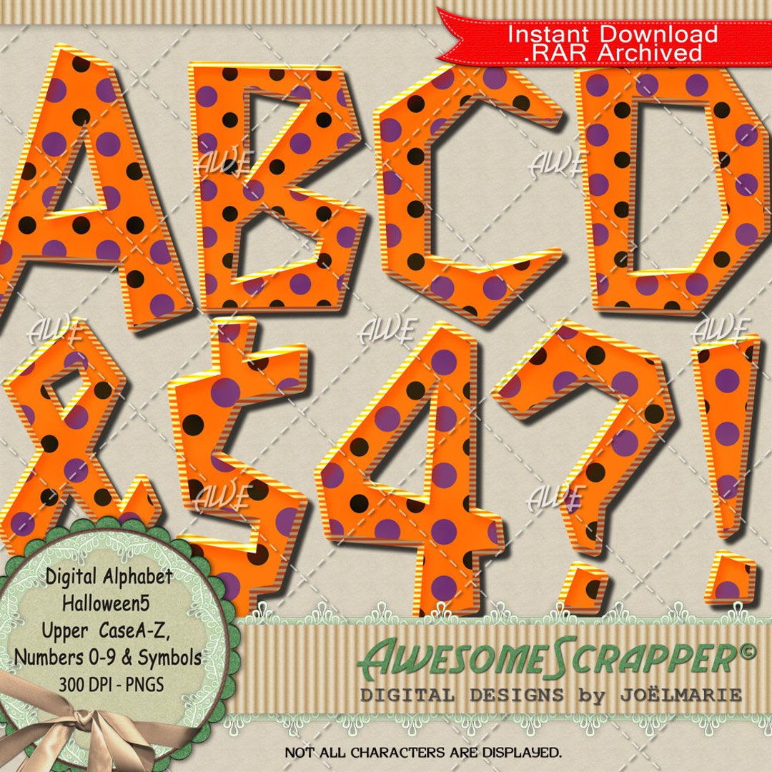 Halloween5 Digital Alphabet by Awesomescrapper - High Quality, 300 DPI ...