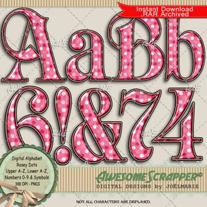 Rosey Dots Digital Alphabet by Awesomescrapper - High Quality, 300 DPI ...