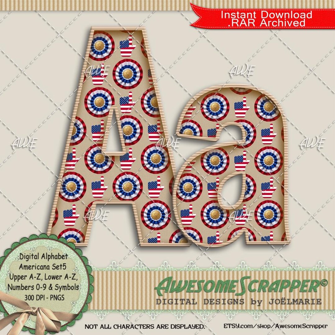 Americana Set5 Digital Alphabet by Awesomescrapper - High Quality, 300 ...