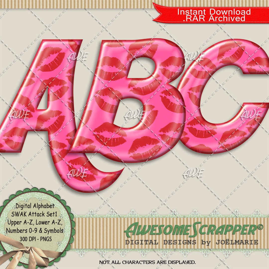 SWAK Attack Digital Alphabet by Awesomescrapper - High Quality, 300 DPI ...