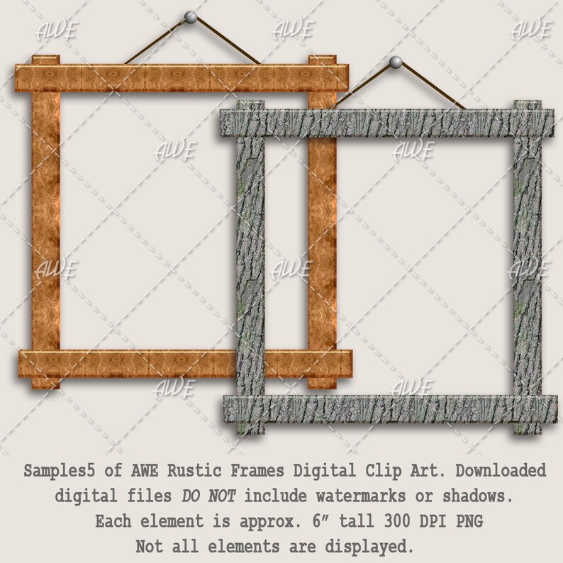 Rustic Frames Digital Clip Art by Awesomescrapper - High Quality, 300 ...