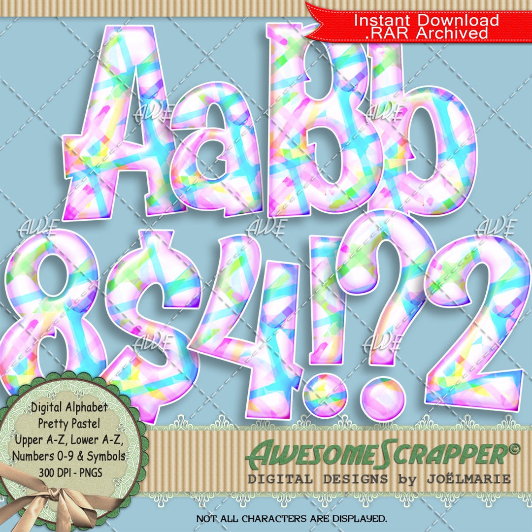 Pretty Pastel Digital Alphabet by Awesomescrapper - High Quality, 300 ...