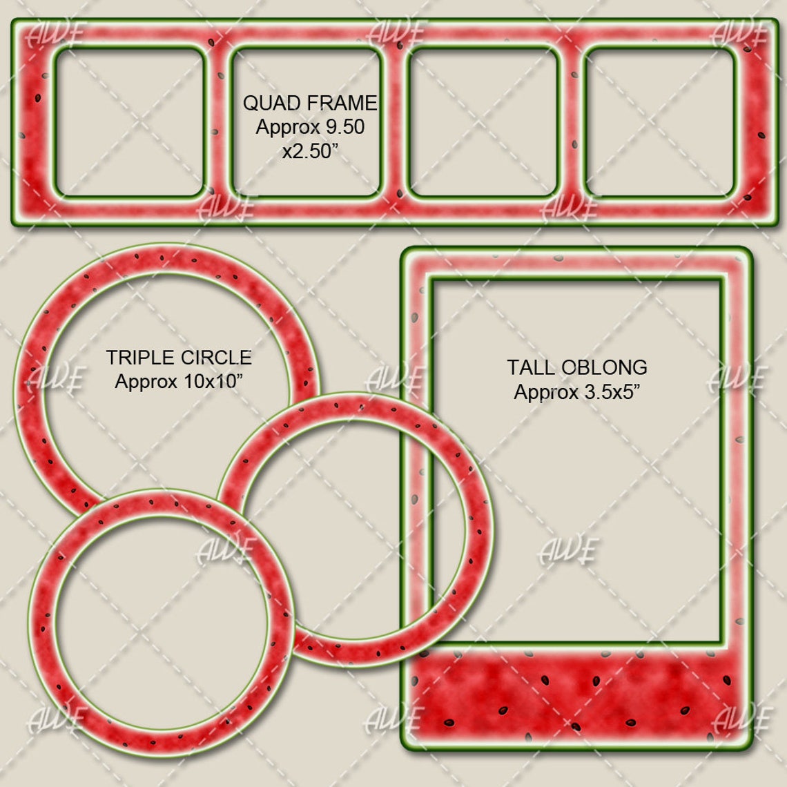 Digital Clipart Watermelon Themed Frames Set of 12 Various - Etsy