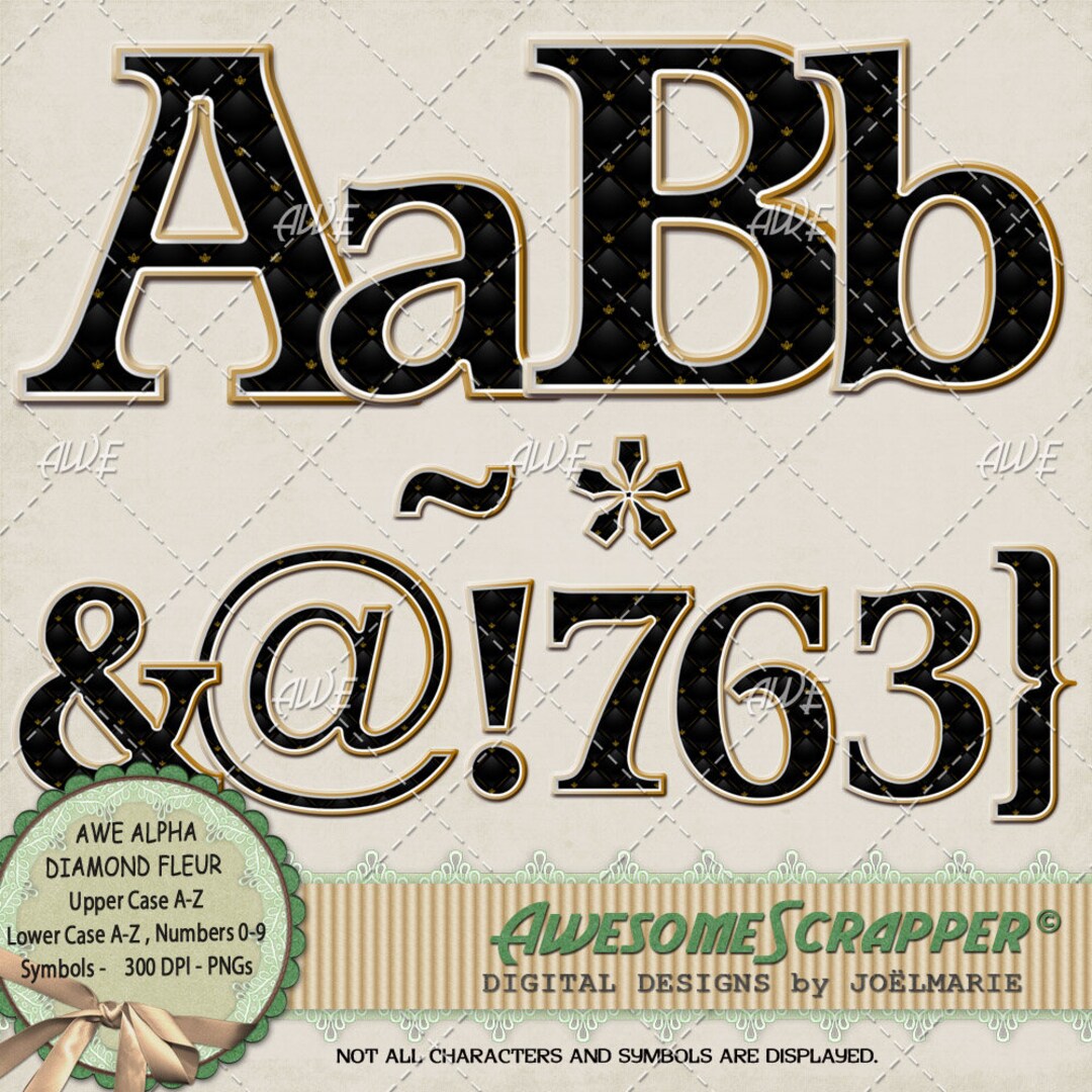 Diamond Fleur Digital Alphabet by Awesomescrapper - Diamond Tufted ...