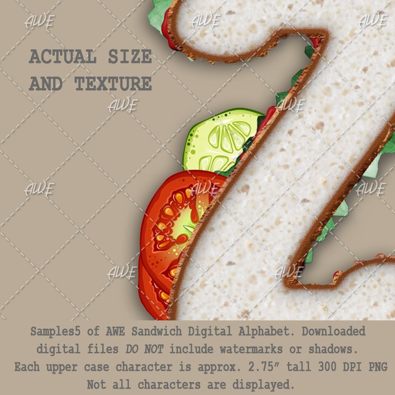 Sandwich Digital Alphabet by Awesomescrapper High Quality | Etsy