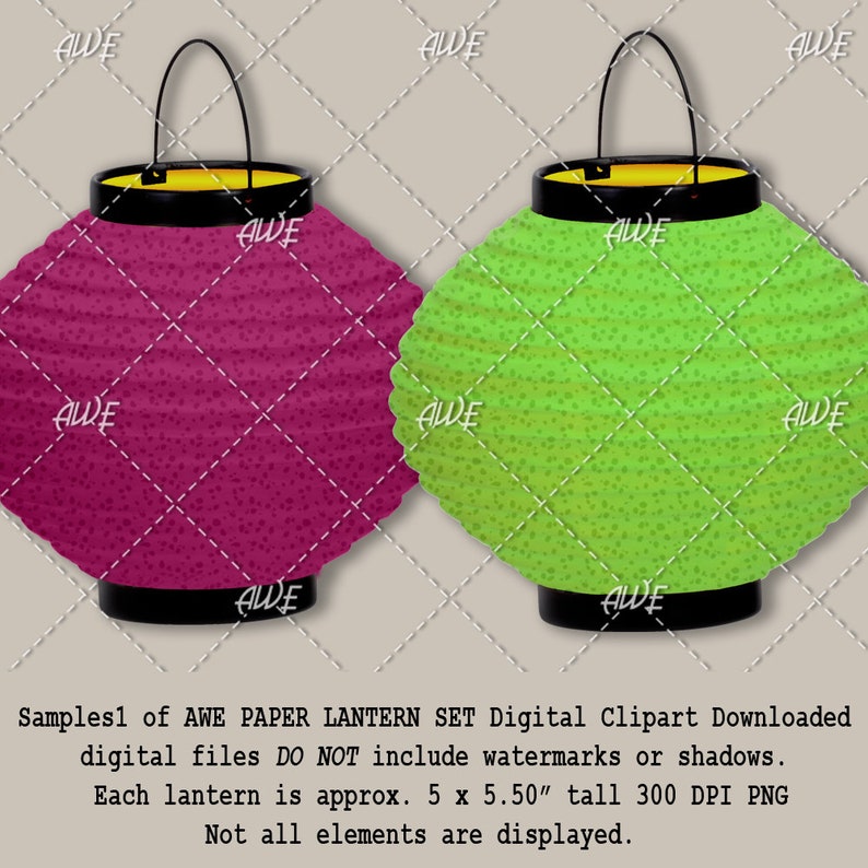 Paper Lanterns Digital Clipart by Awesomescrapper High - Etsy