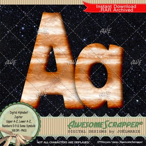 Jupiter Digital Alphabet by Awesomescrapper, High Quality 300 DPI Pngs ...