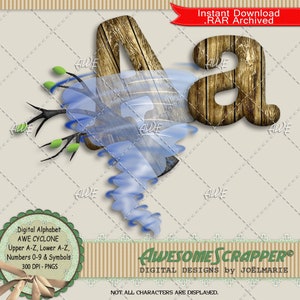 Cyclone Digital Alphabet by Awesomescrapper - High Quality, 300 DPI ...