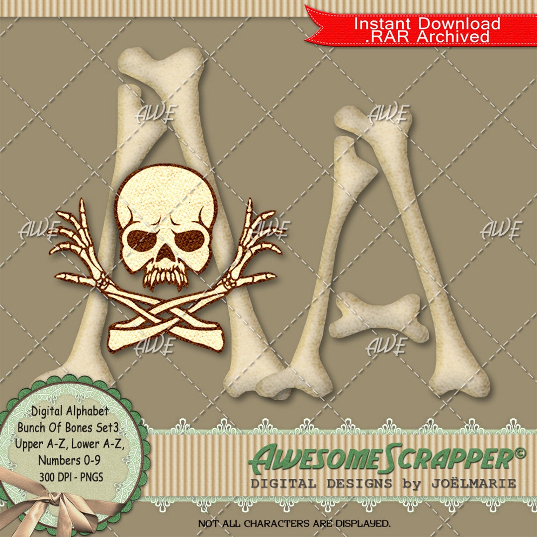 Bunch of Bones Set3 Digital Alphabet by Awesomescrapper - High Quality ...